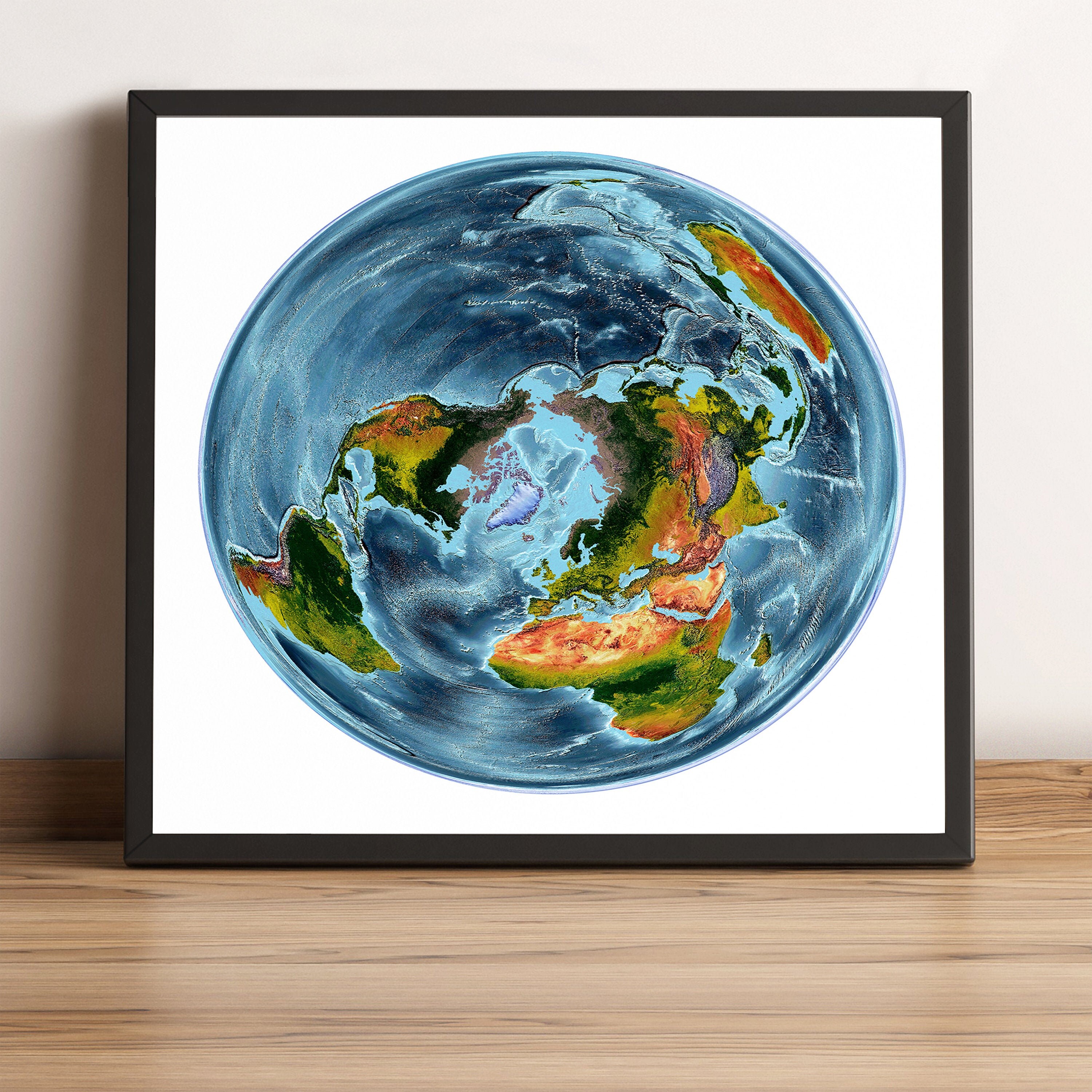 World Map, WGS 1984 Grid North Projection, Vintage World Map, Relief ...