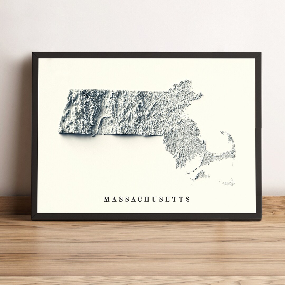 Mapa de Massachusetts, Mapa en relieve 2D de Massachusetts, Mapa ...
