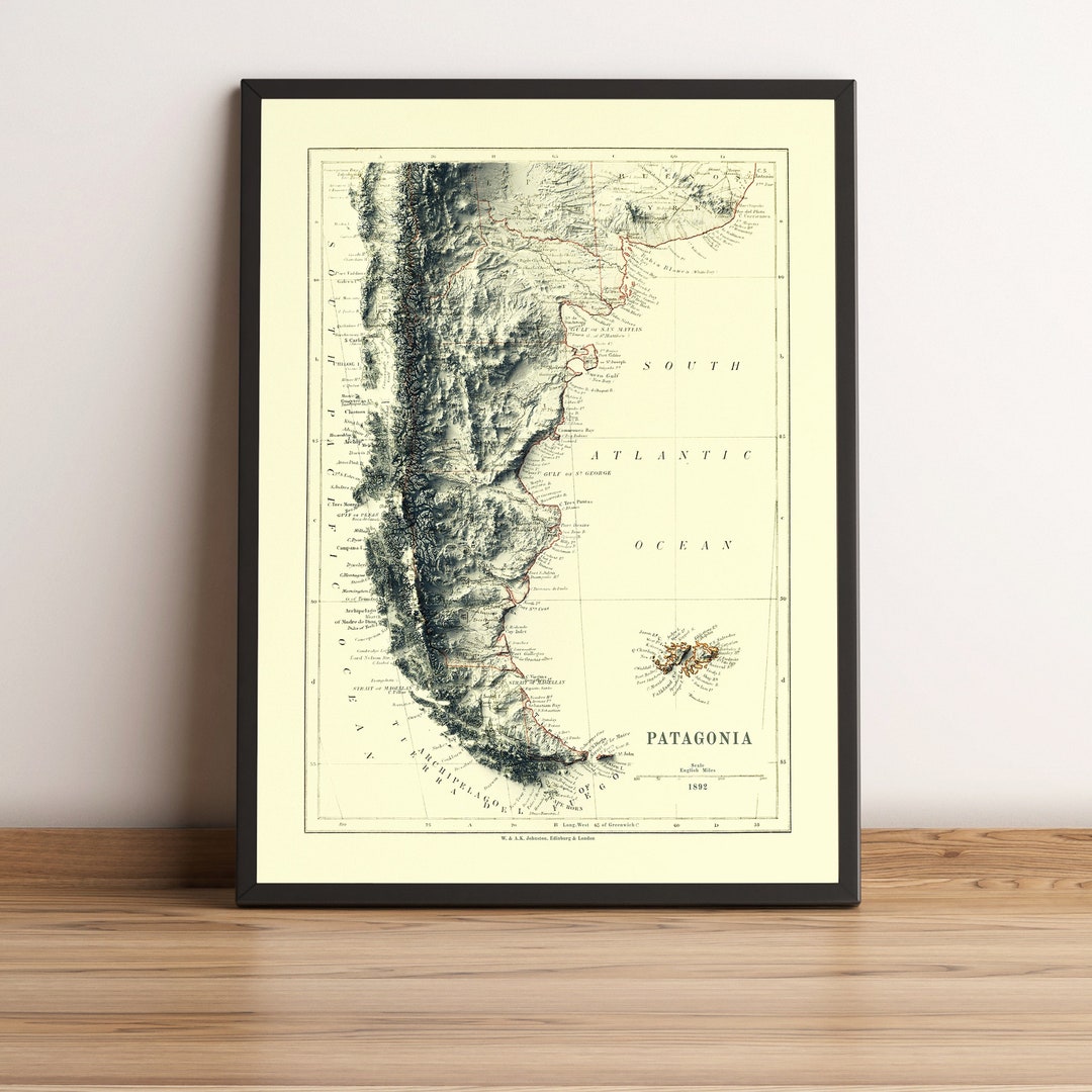 Patagonia Map, Patagonia 2D Relief Map, Argentina Relief Map, Chile ...