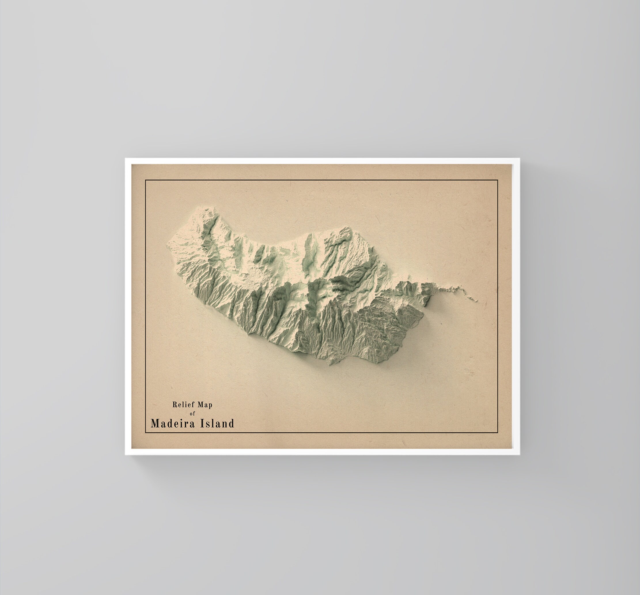 Madeira Island Portugal Map Madeira Island 2D Relief Map - Etsy