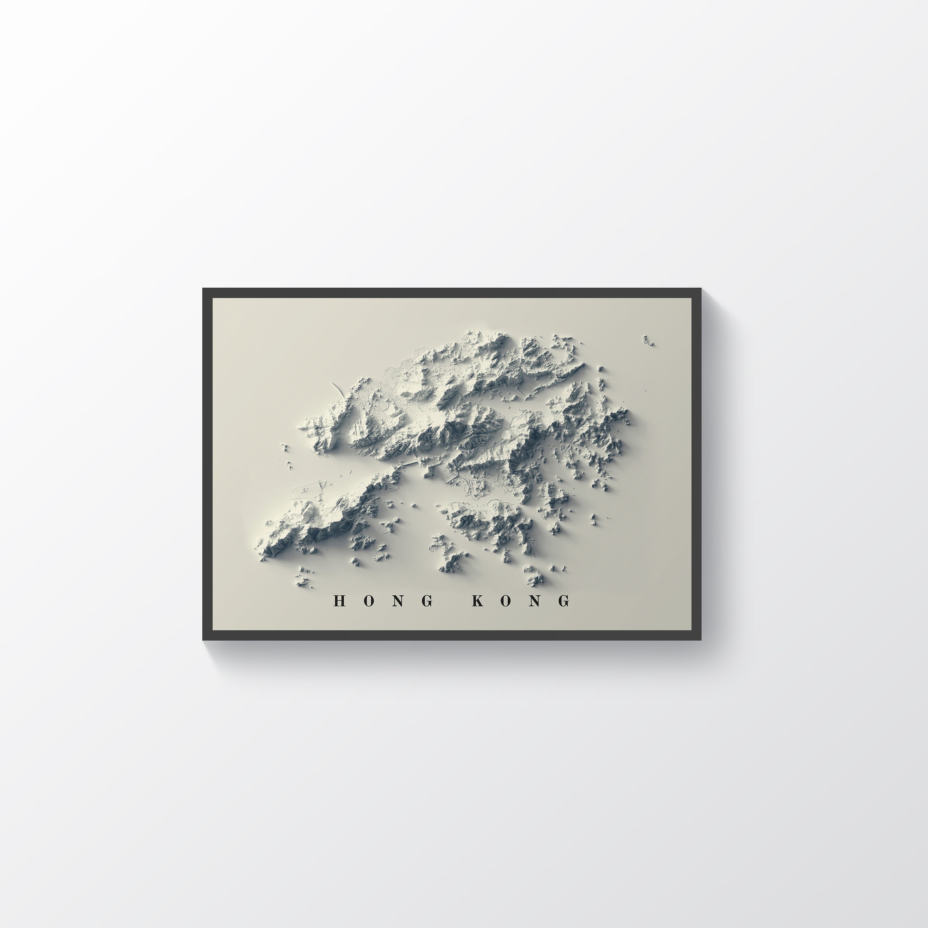 Hong Kong Map Hong Kong 2D Relief Map Hong Kong Print Hong - Etsy