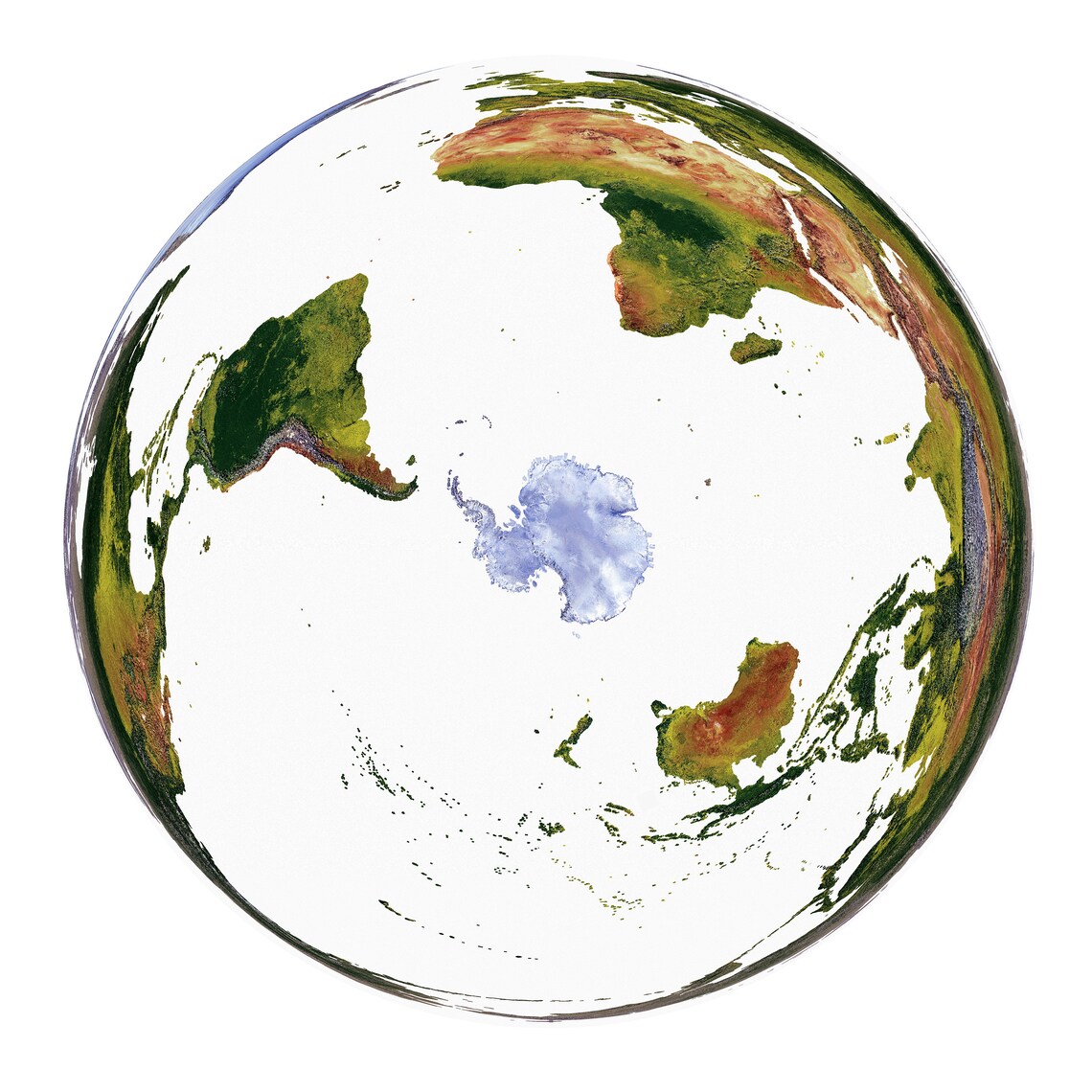 World Map WGS 1984 Grid South Projection Vintage World Map | Etsy