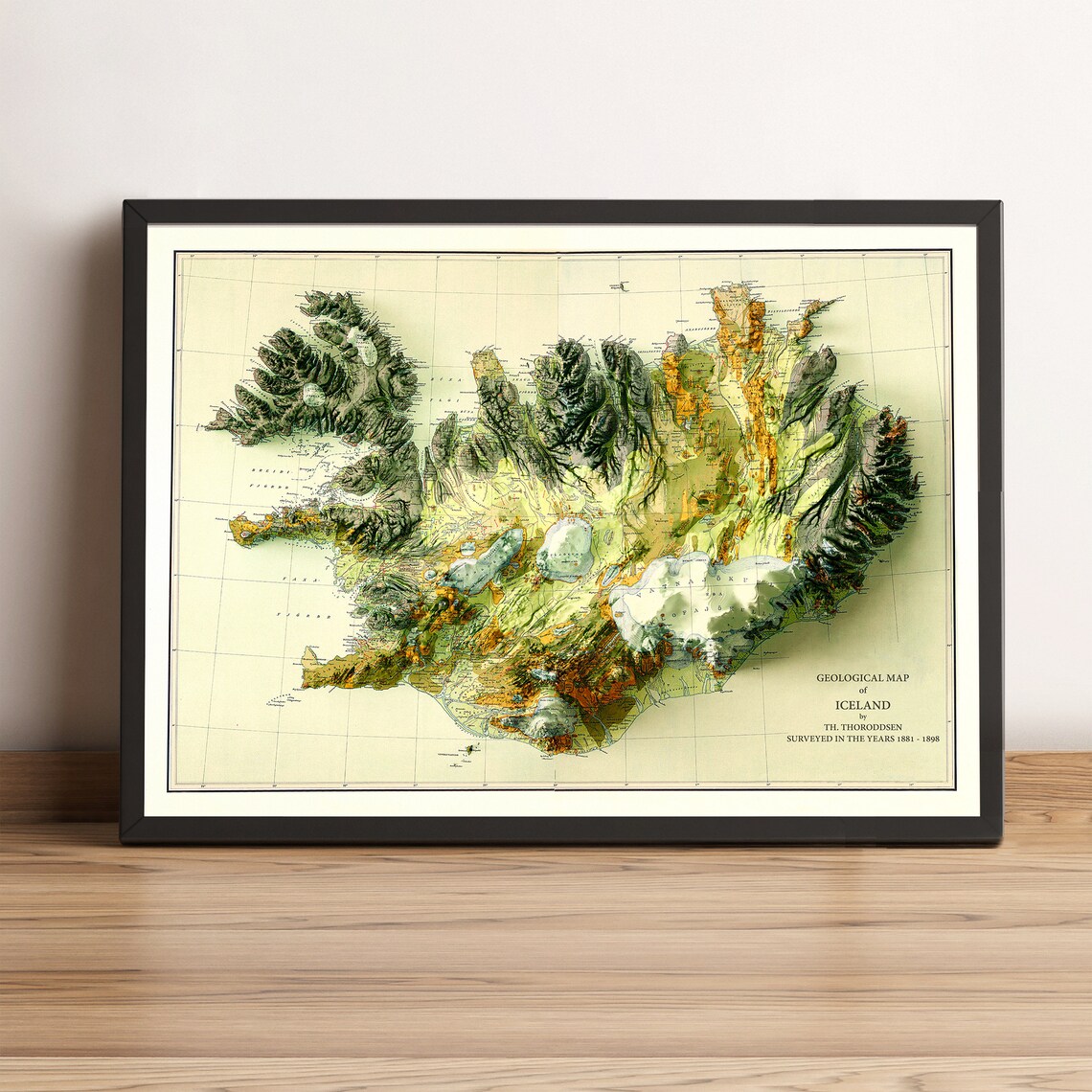Iceland Map Iceland 2D Relief Map Iceland Geological Map - Etsy
