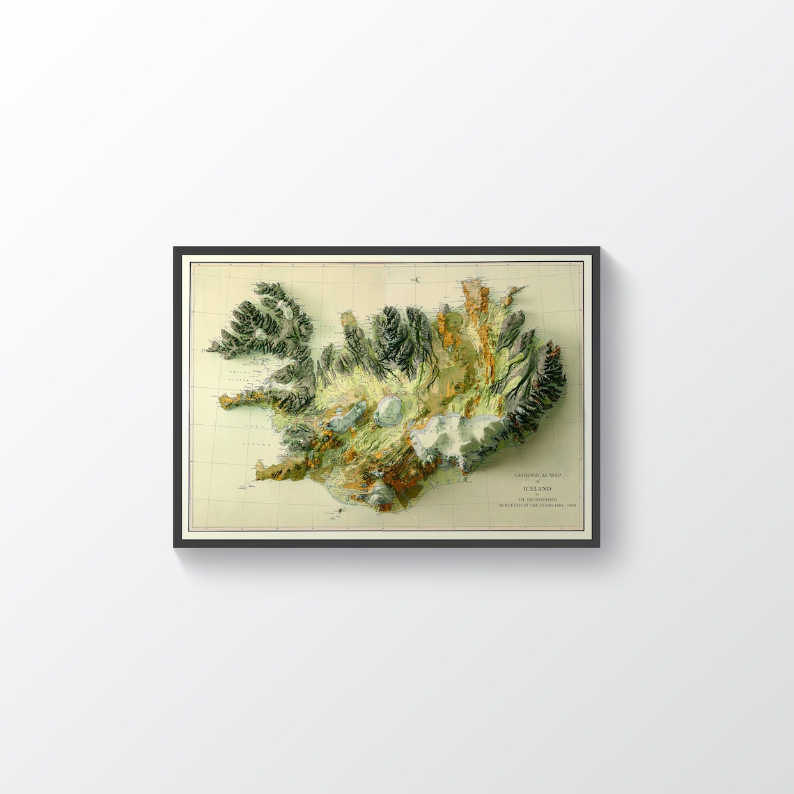 Iceland Map Iceland 2D Relief Map Iceland Geological Map - Etsy