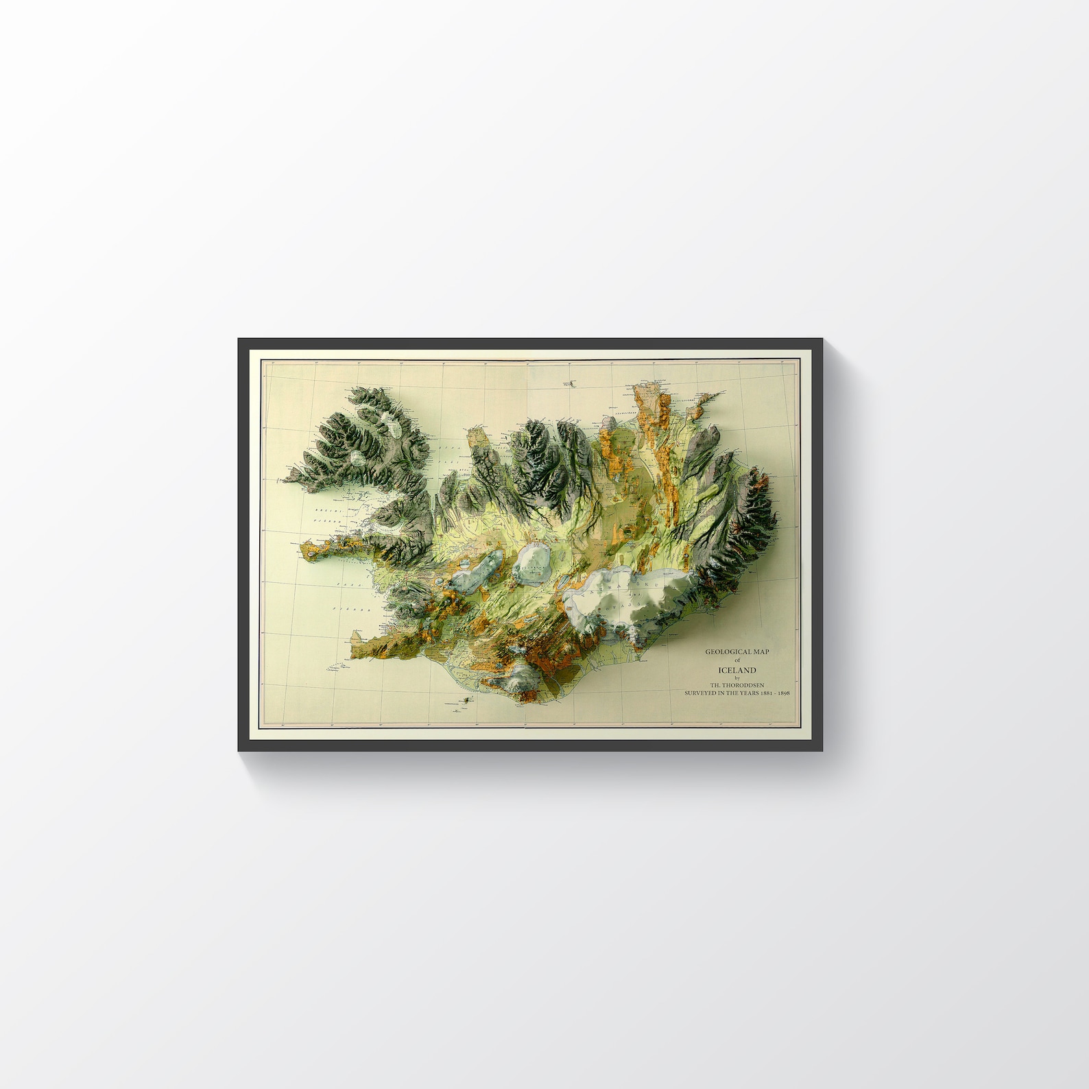 Iceland Map Iceland 2D Relief Map Iceland Geological Map - Etsy