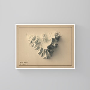 Moorea Map, Moorea French Polynesia 2D Relief Map, Moorea Minimalist ...