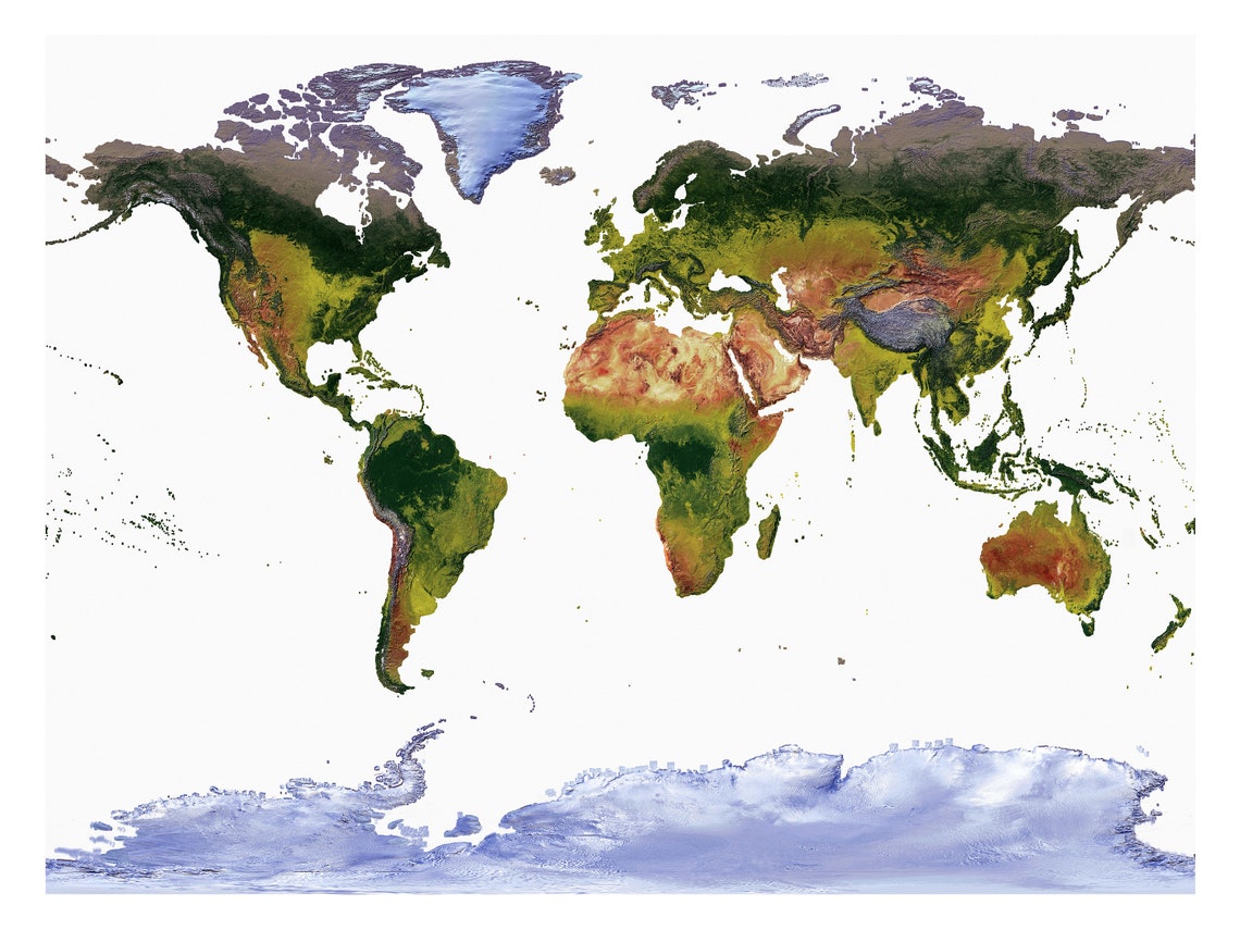 World Map Gall Stereographic Projection Map Vintage World | Etsy