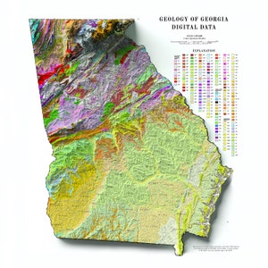 Georgia Map, Georgia Relief Map, Georgia Vintage Map, Georgia ...