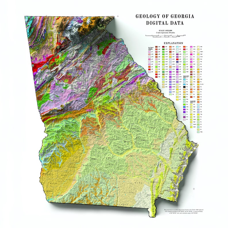 Georgia Map Georgia Relief Map Georgia Vintage Map Georgia - Etsy