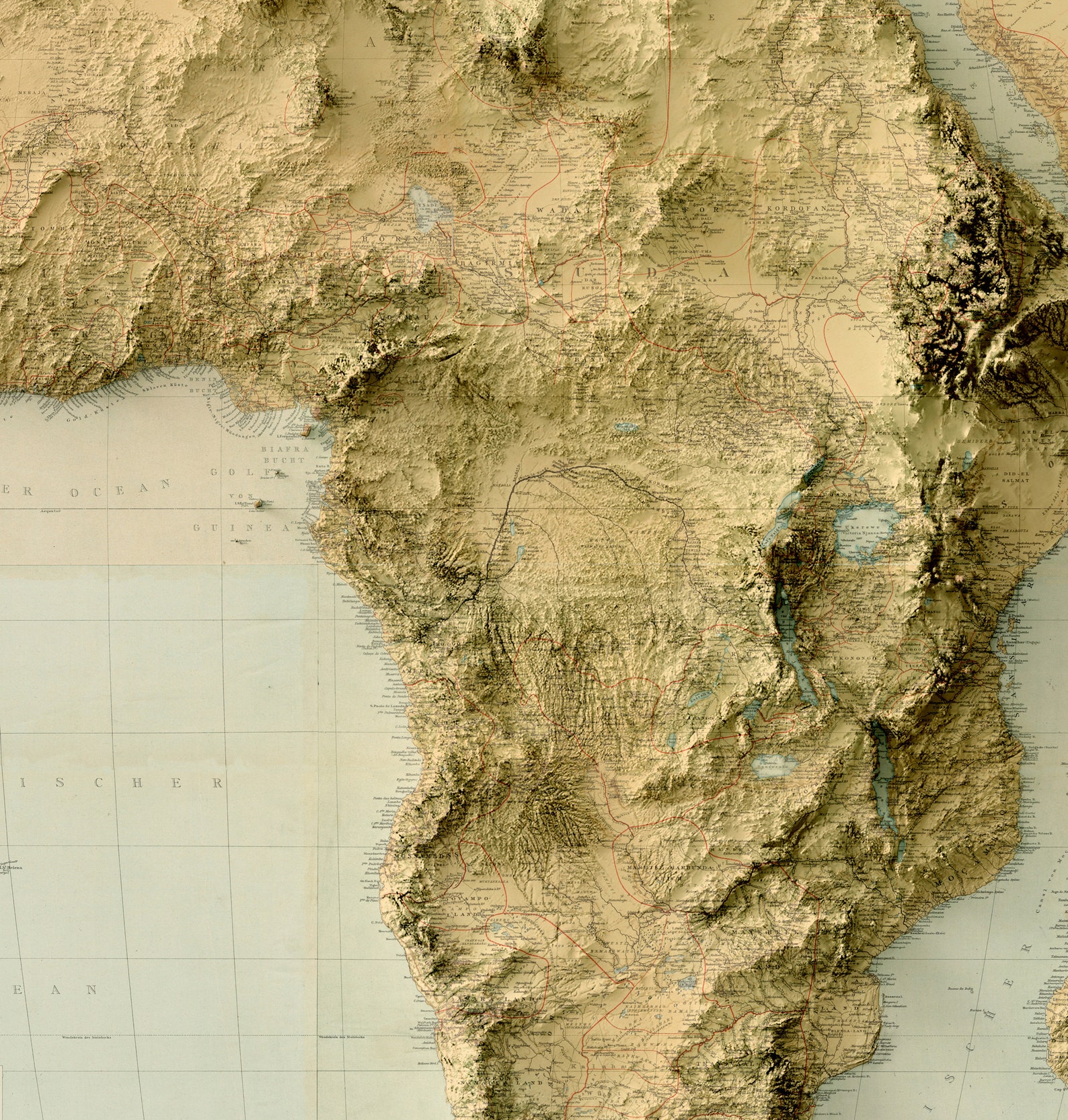 Africa Map Africa 2D Relief Map Africa Vintage Map Africa - Etsy