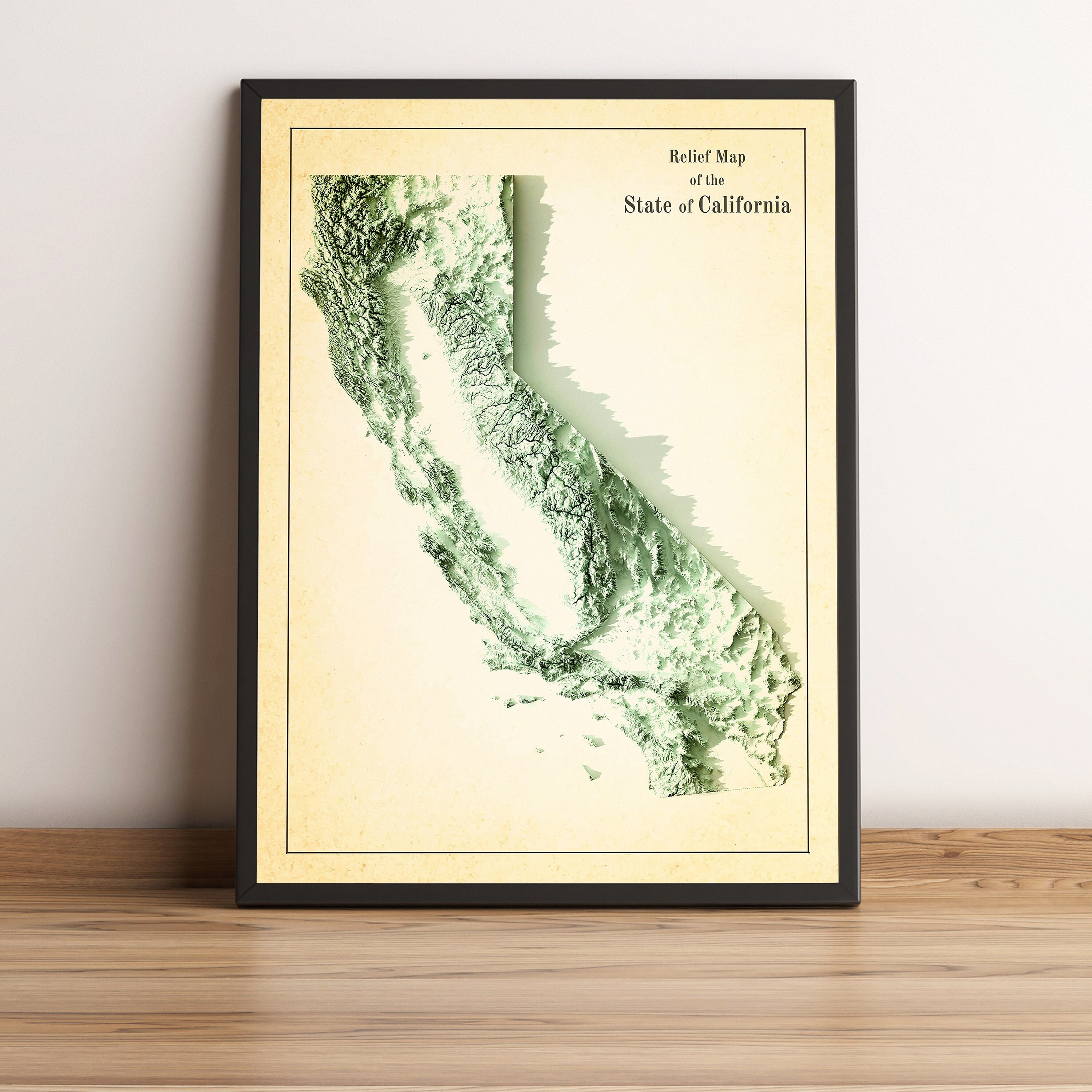 California Raised Relief Map Gift Size 9 X 12 Mapagents Gift CA Framed1 ...