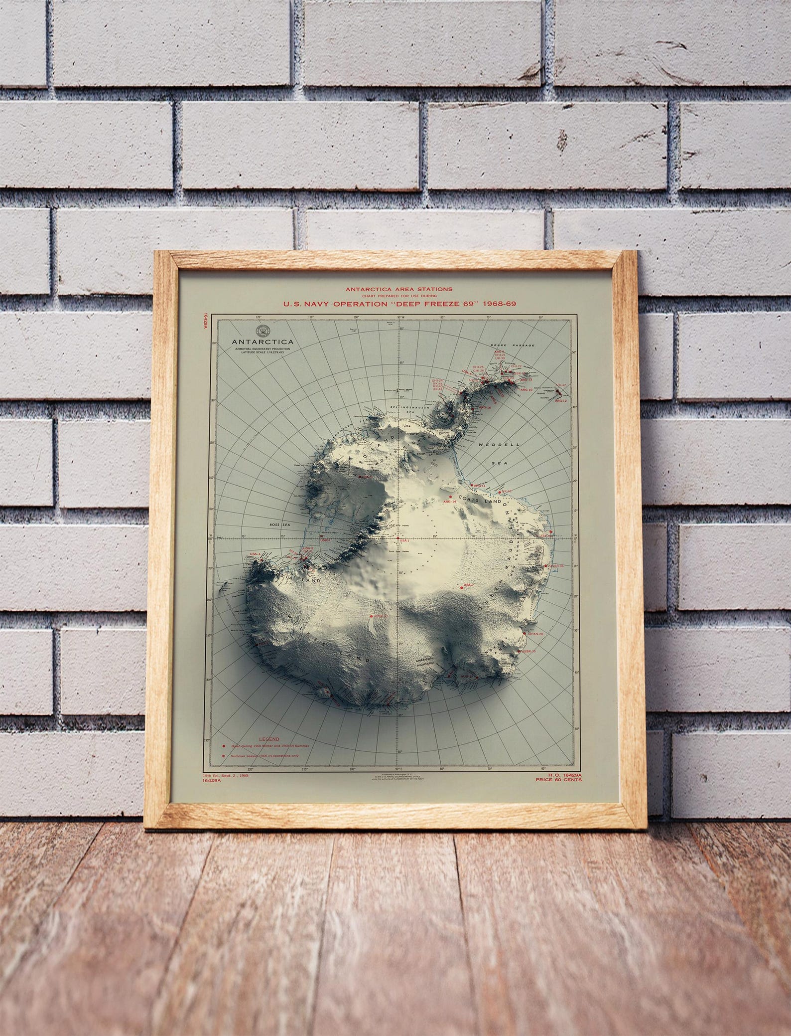 Antarctica Map, Antarctica 2D Relief Map, Antarctica Vintage Map ...
