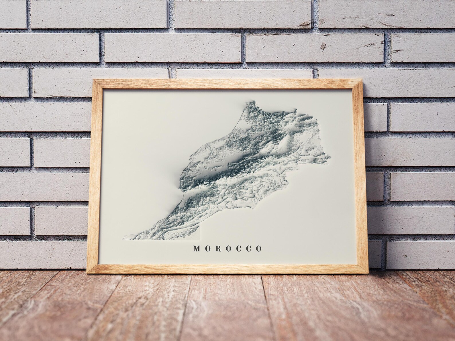 Morocco Map, Morocco 2D Relief Map, Morocco Minimalist Map, Morocco ...