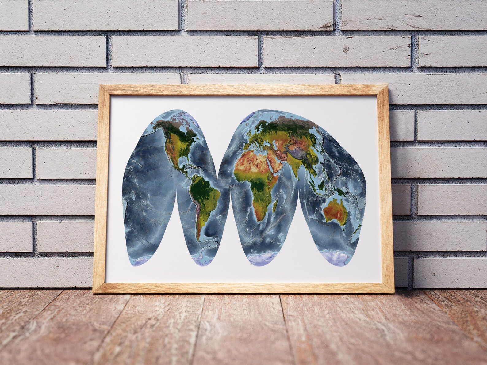 World Map, Goode Homolosine Land Projection, Vintage World Map, World ...