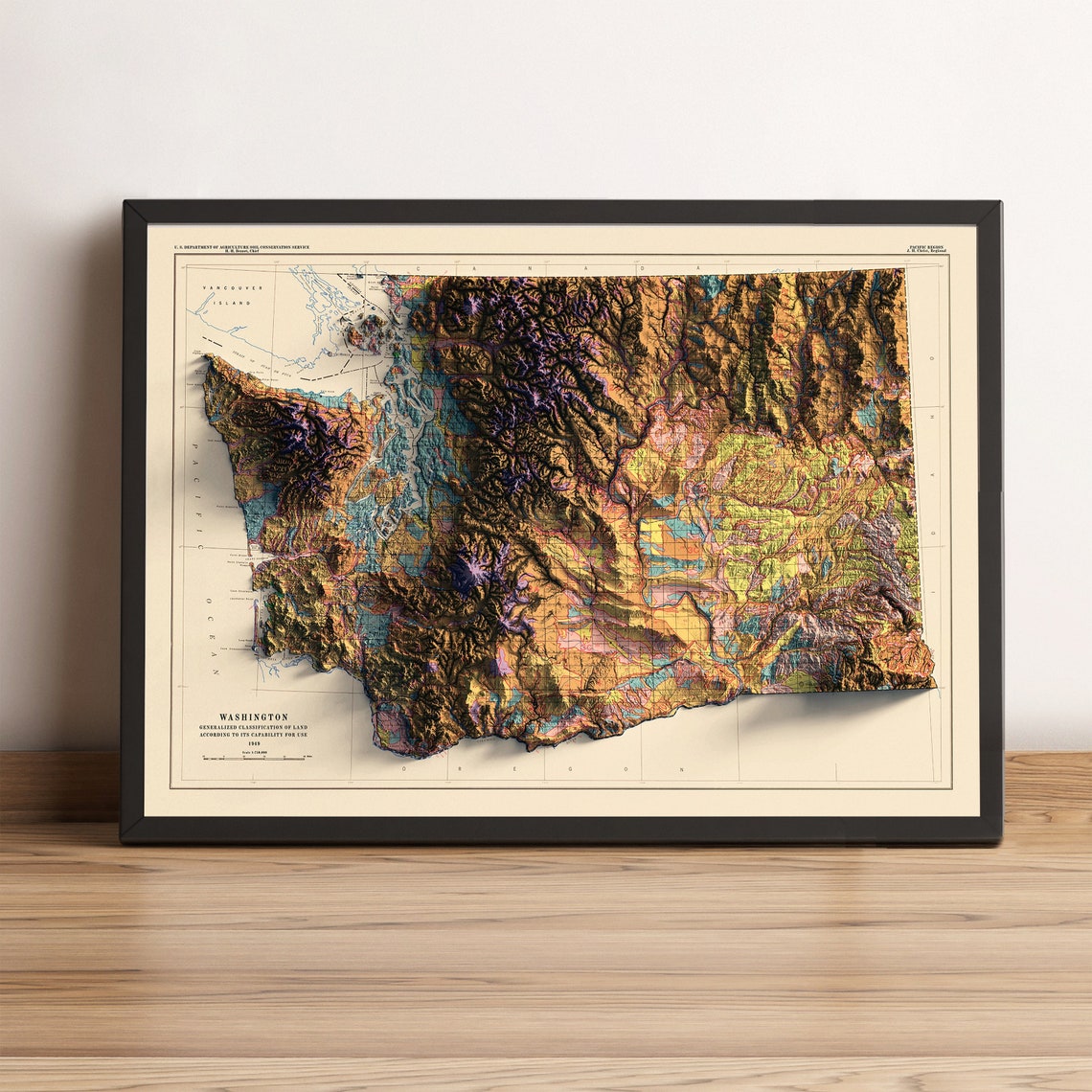 Washington Soil Map Washington 2D Relief Map Washington Soil - Etsy