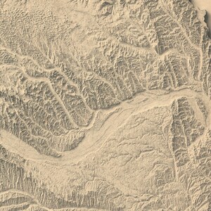 Nebraska Map, Nebraska 2D Relief Map, Nebraska Print, Nebraska ...