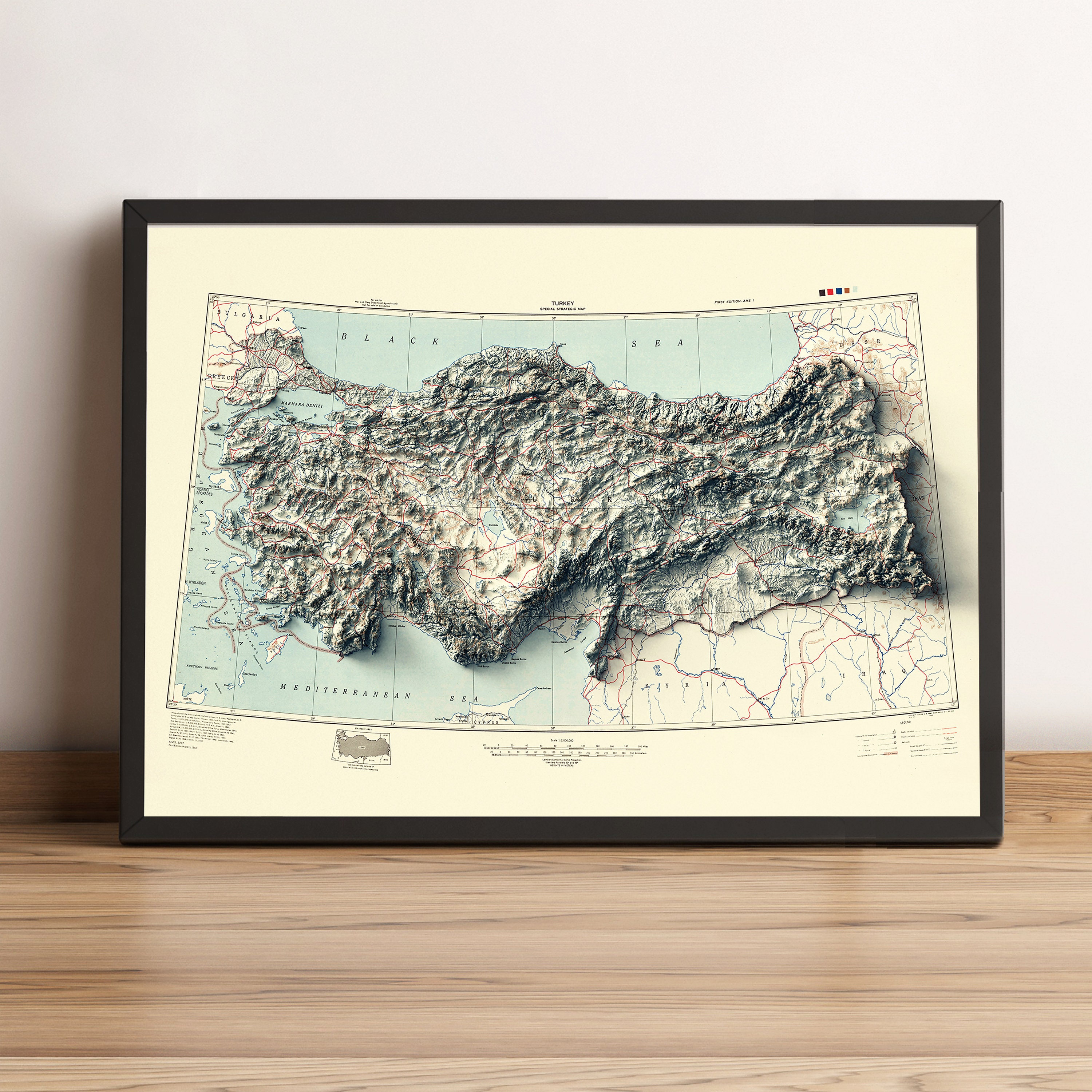 Turkey Map Turkey 2D Relief Map Turkey Vintage Map Turkey - Etsy