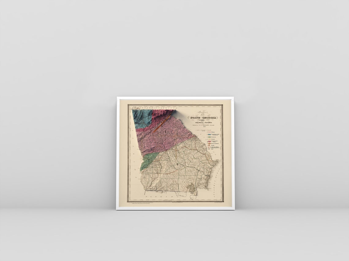 Georgia Map Georgia Relief Map Georgia Vintage Map Georgia - Etsy