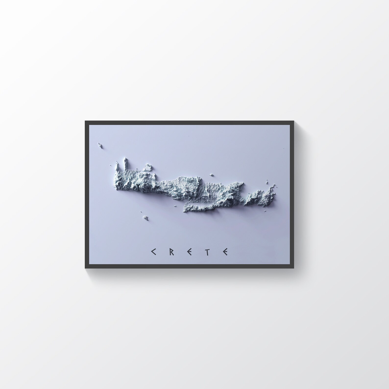 Crete Greece Map Crete 2D Relief Map Crete Minimalist Map - Etsy