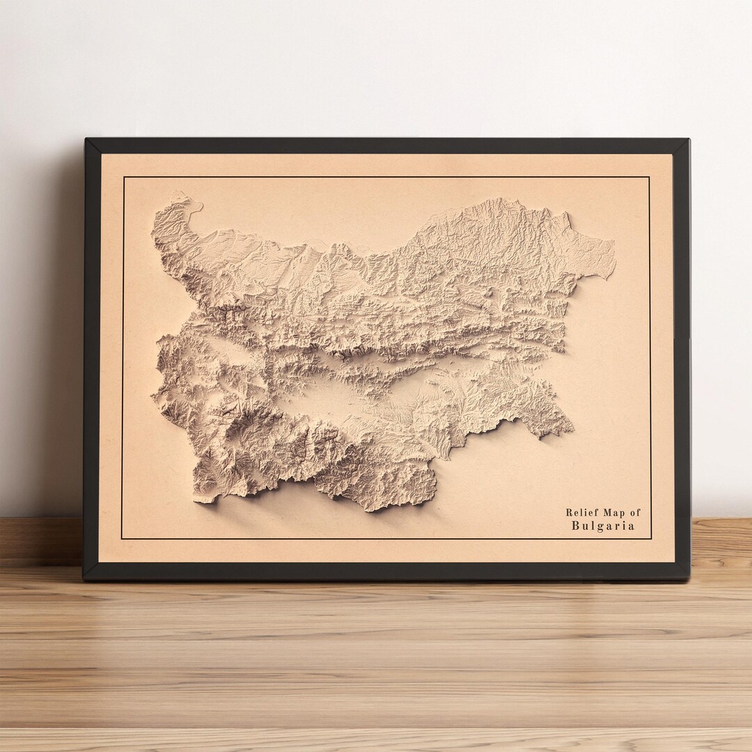 Bulgaria Map, Bulgaria 2D Relief Map, Bulgaria Minimalist Map, Bulgaria ...