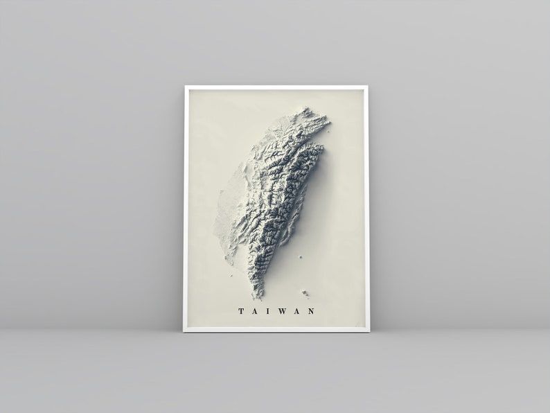 Taiwan Map Taiwan 2D Relief Map Taiwan Poster Taiwan Print - Etsy