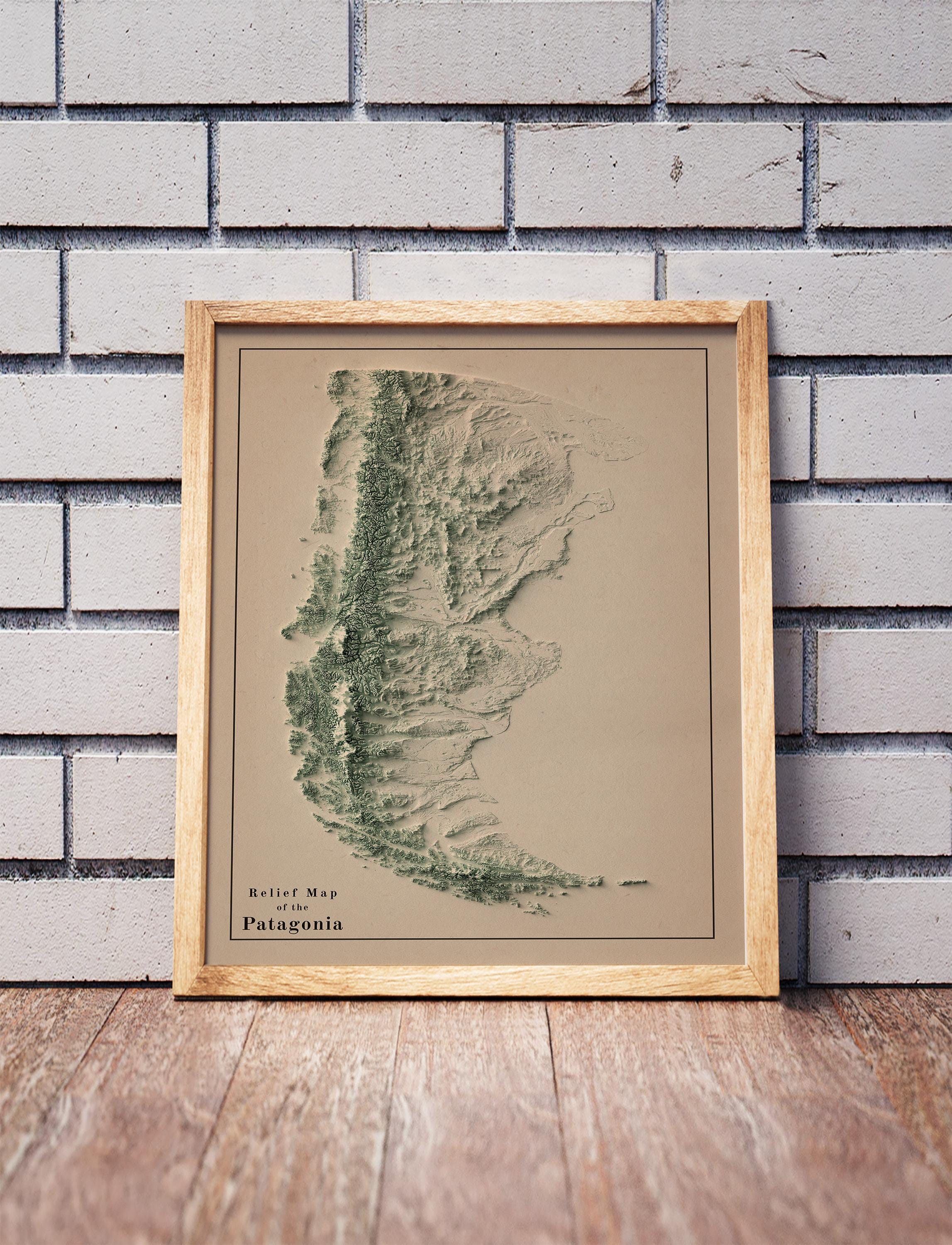 Patagonia Map, Patagonia 2D Relief Map, Argentina Relief Map, Chile ...