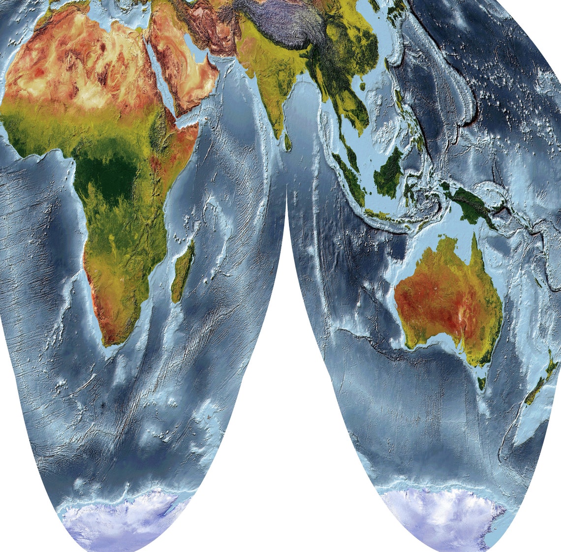 World Map, Goode Homolosine Land Projection, Vintage World Map, World ...