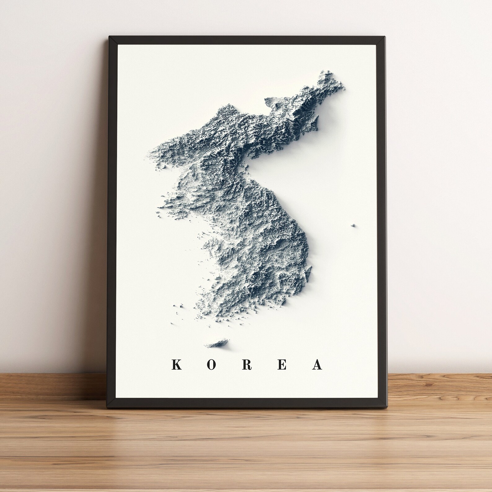 Koreas Map, North and South Koreas 2D Relief Map, South Korea Vintage ...