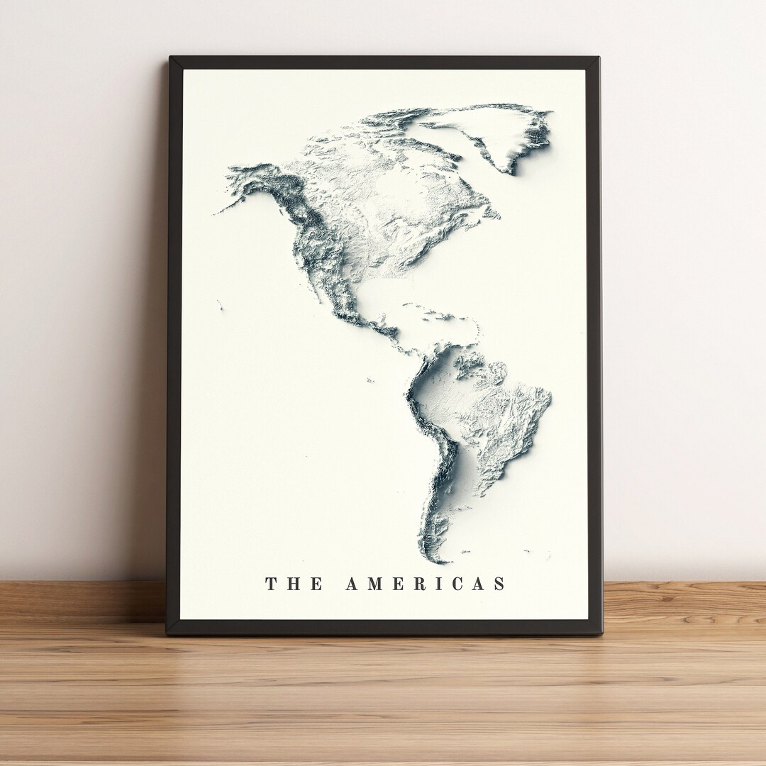 The Americas Map (2D Map), North America Relief Map, South Relief ...