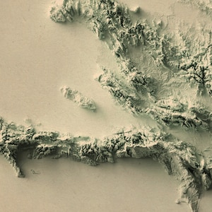 Hispaniola Island Map, Hispaniola 2D Relief Map, Haiti Gift Map ...