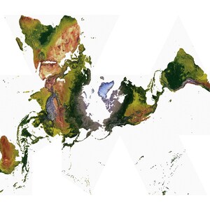 World Map Fuller Projection Map Vintage World Map Relief - Etsy