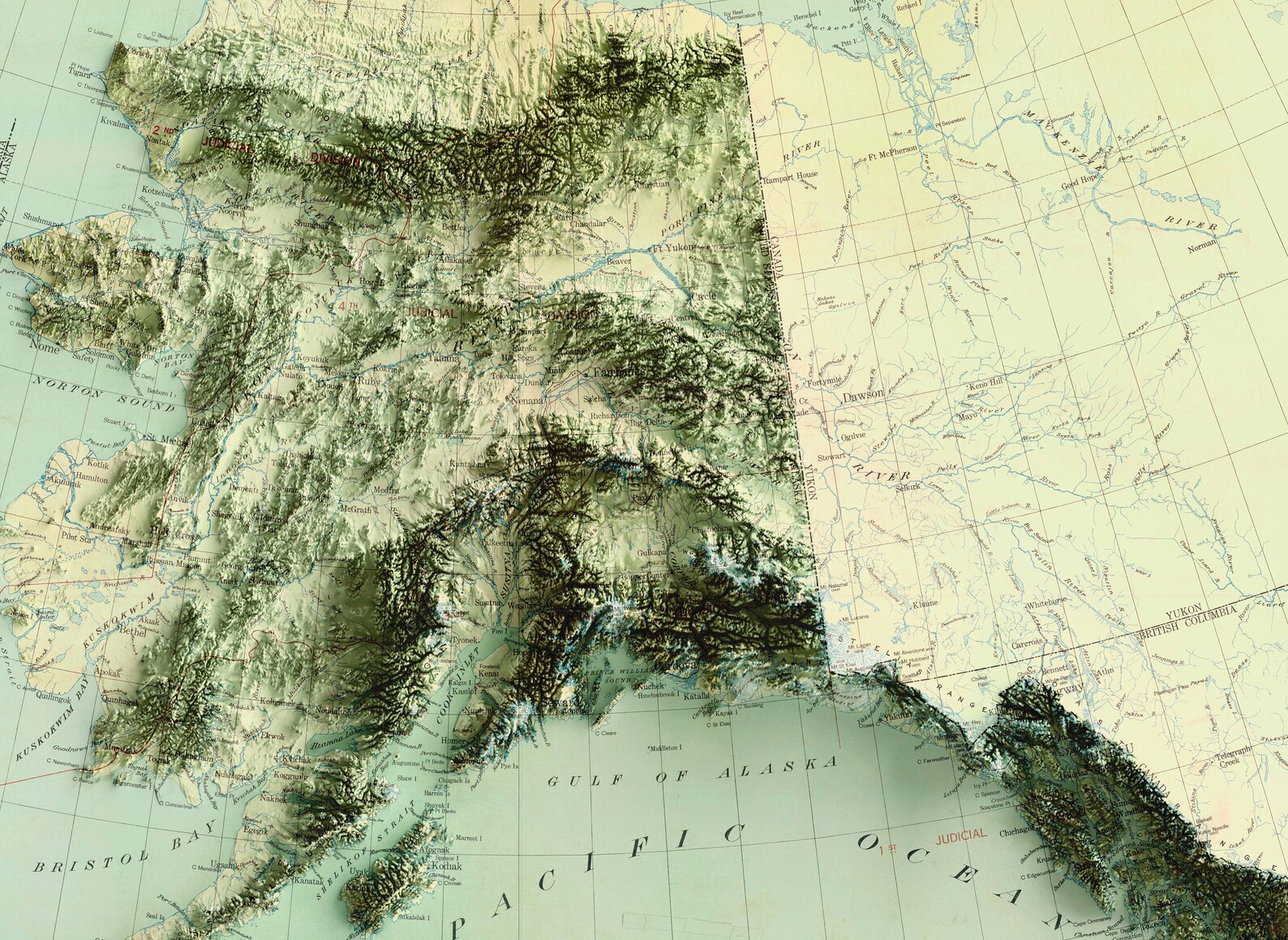 Alaska Map Alaska 2D Relief Map Alaska Historical Map - Etsy