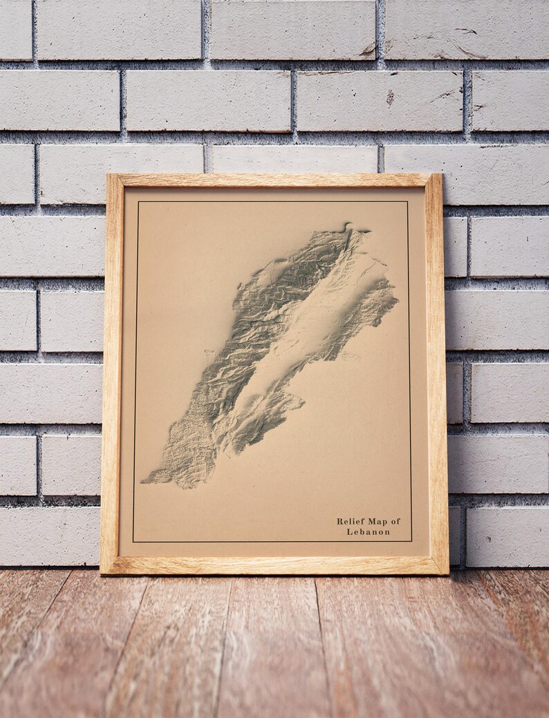Lebanon Map, Lebanon 2D Relief Map, Lebanon Minimalist Map, Lebanon ...