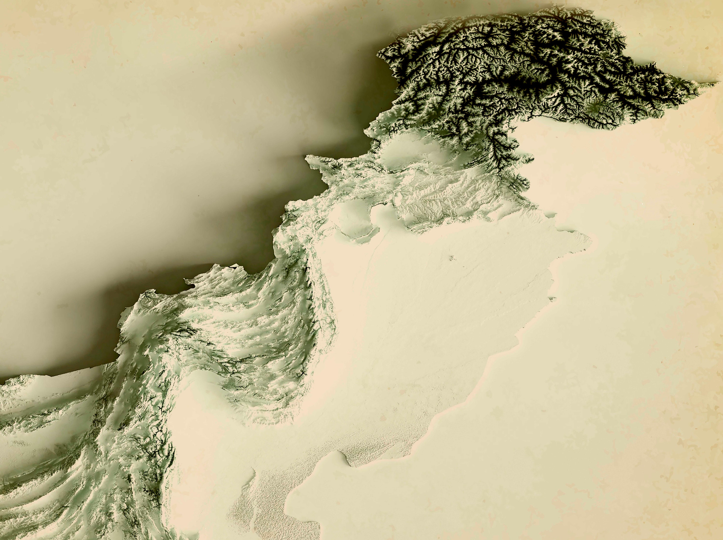 Pakistan Map Pakistan 2D Relief Map Pakistan Print Pakistan - Etsy