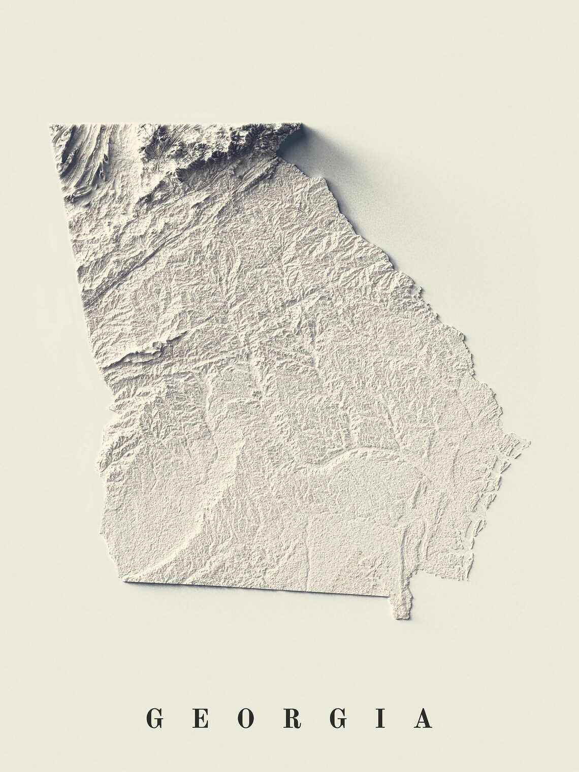 Georgia Map Georgia Relief Map Georgia Vintage Map Georgia - Etsy