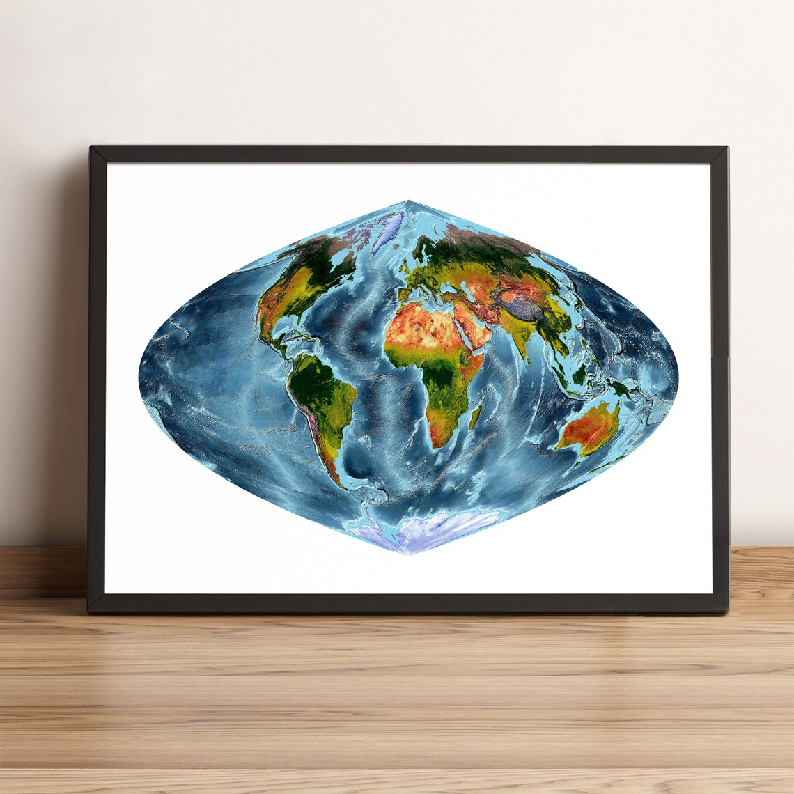 World Map Craster Parabolic Projection World Map Vintage - Etsy