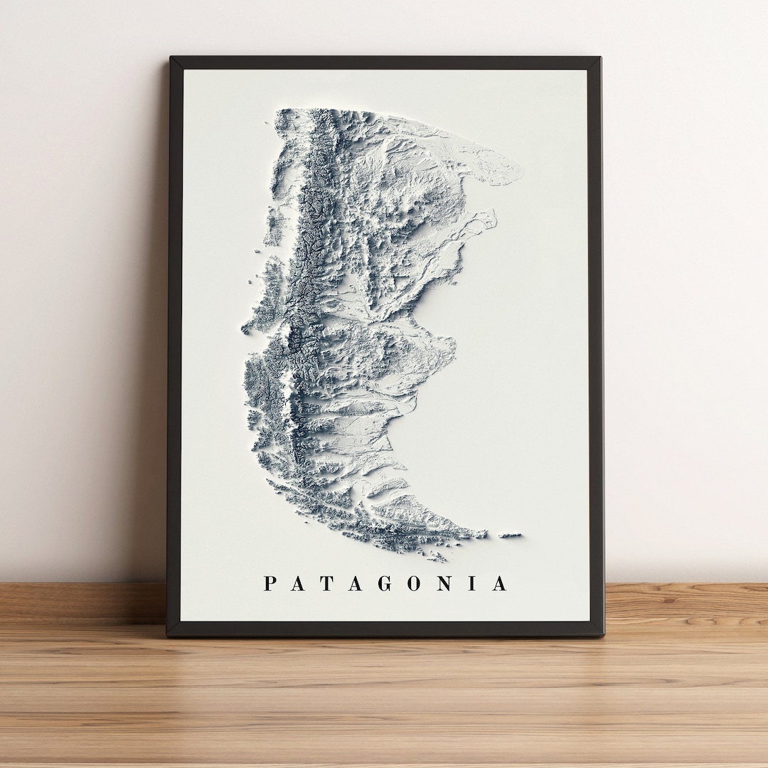 Patagonia Map, Patagonia 2D Relief Map, Argentina Relief Map, Chile ...