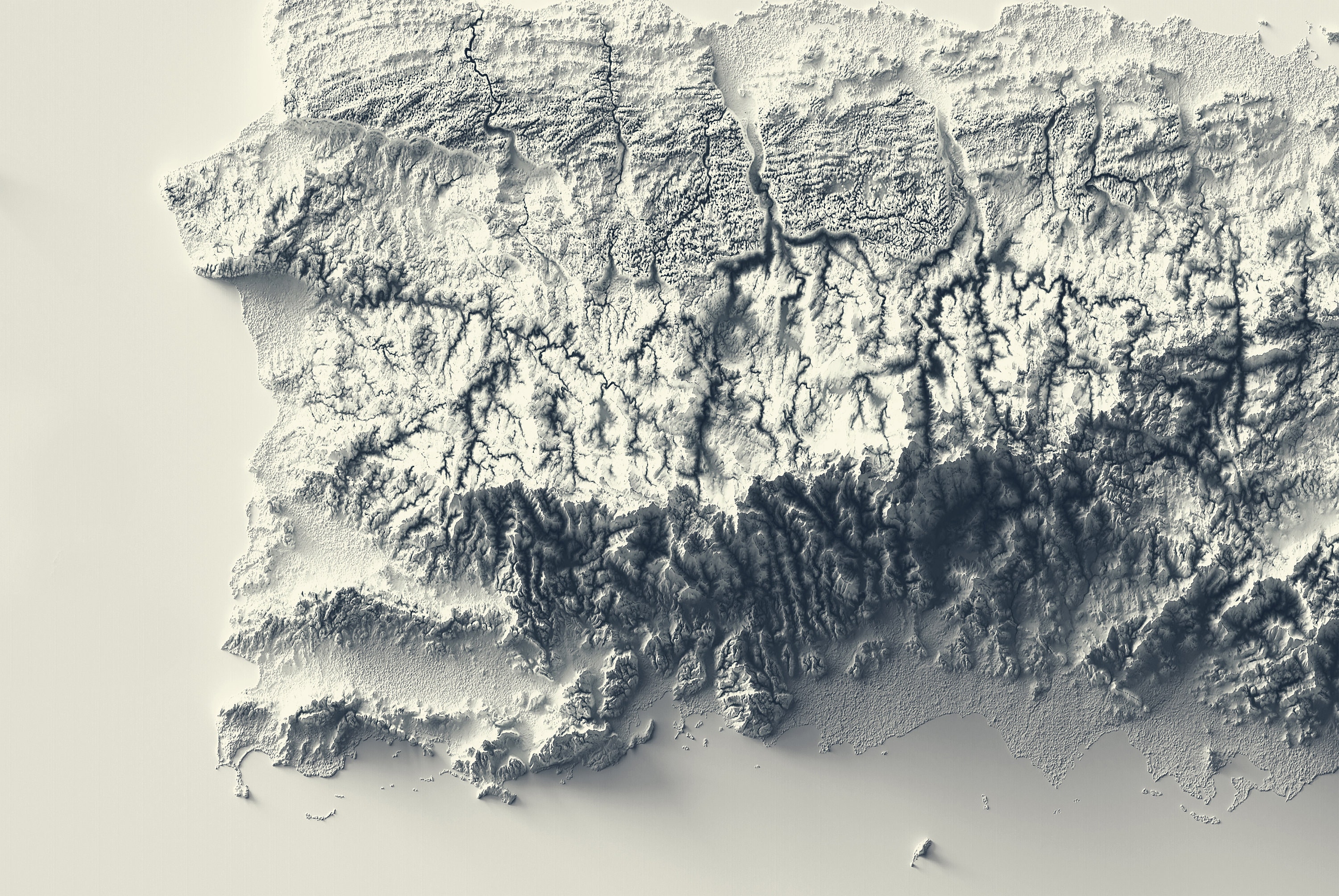 Puerto Rico Map, Puerto Rico 2D Relief Map, Puerto Rico Minimalist Map ...