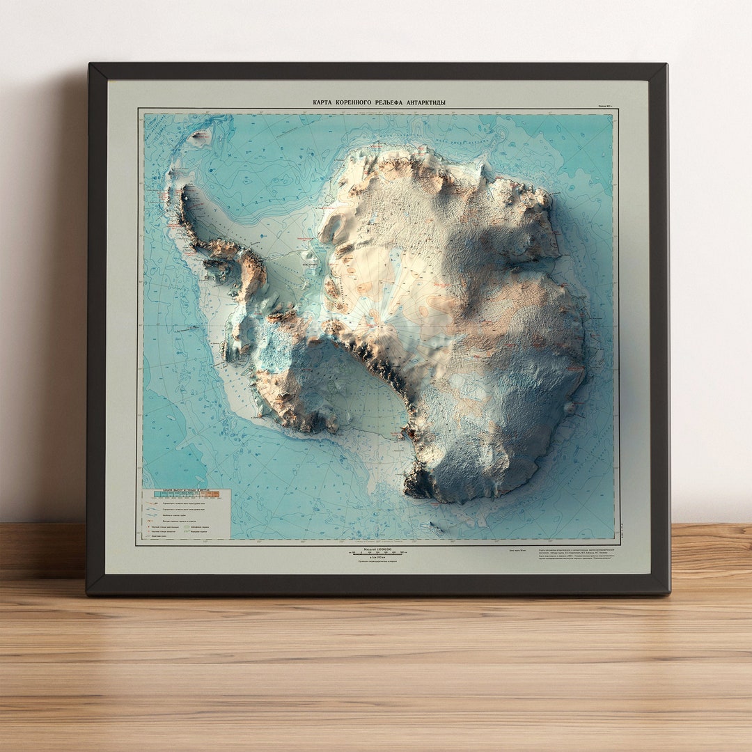 Antarctica Map (cyrillic Russian Map), Antarctica 2D Relief Map ...