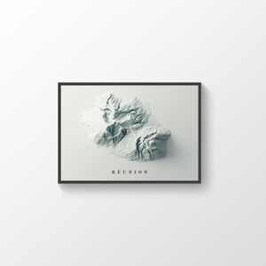 Reunion Map, La Reunion 2D Relief Map, Reunion France Minimalist Map ...