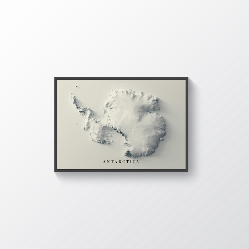 Antarctica Map, Antartica 2D Relief Map, Antarctica Mimimalist Map ...