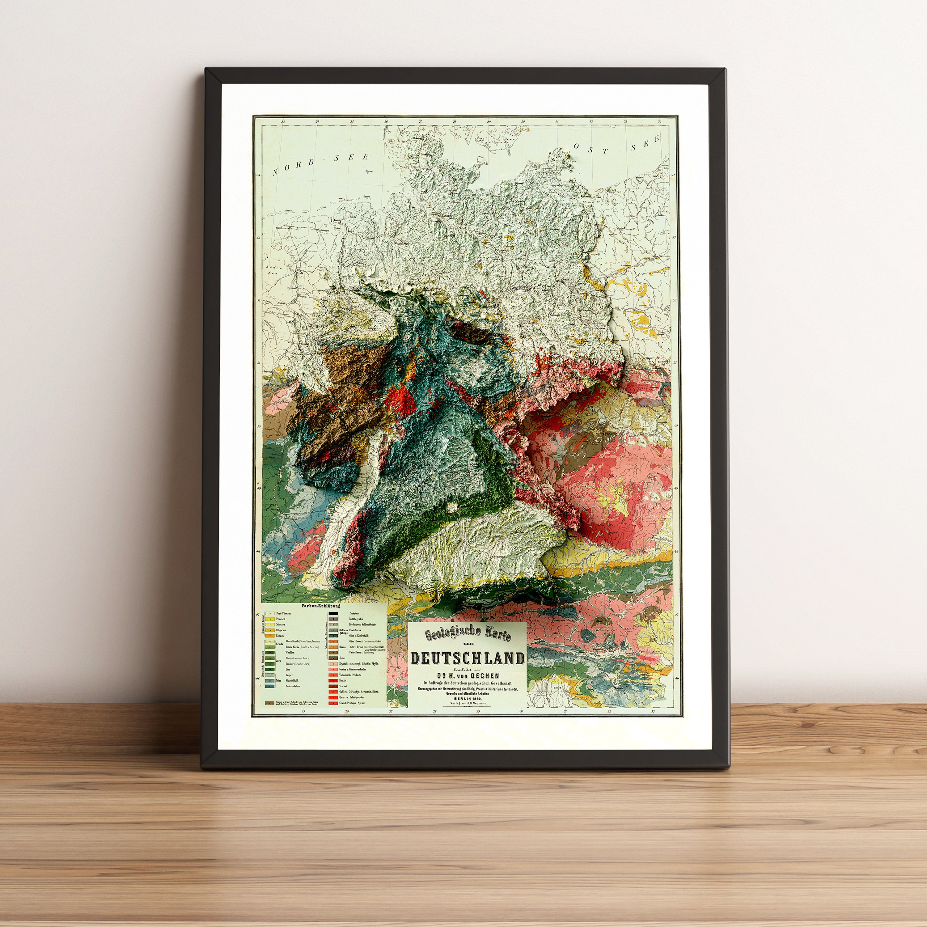 Germany Map Germany 2D Relief Map Germany Geological Map - Etsy