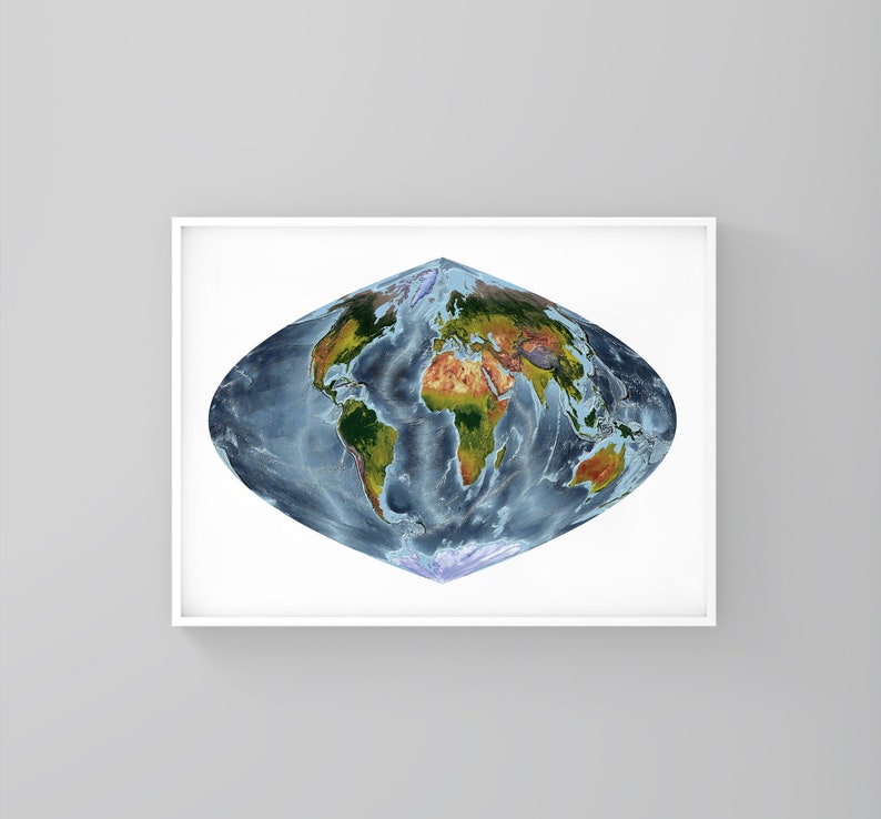 World Map Craster Parabolic Projection World Map Vintage - Etsy
