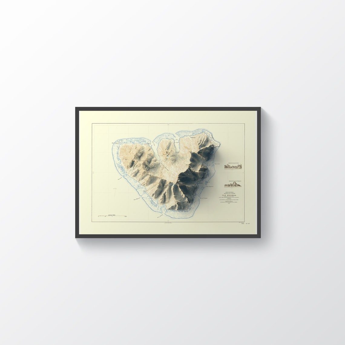 Moorea Map Moorea French Polynesia 2D Relief Map Moorea - Etsy