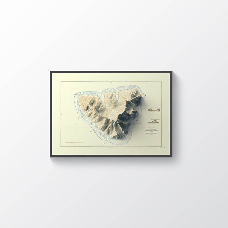 Moorea Map Moorea French Polynesia 2D Relief Map Moorea - Etsy