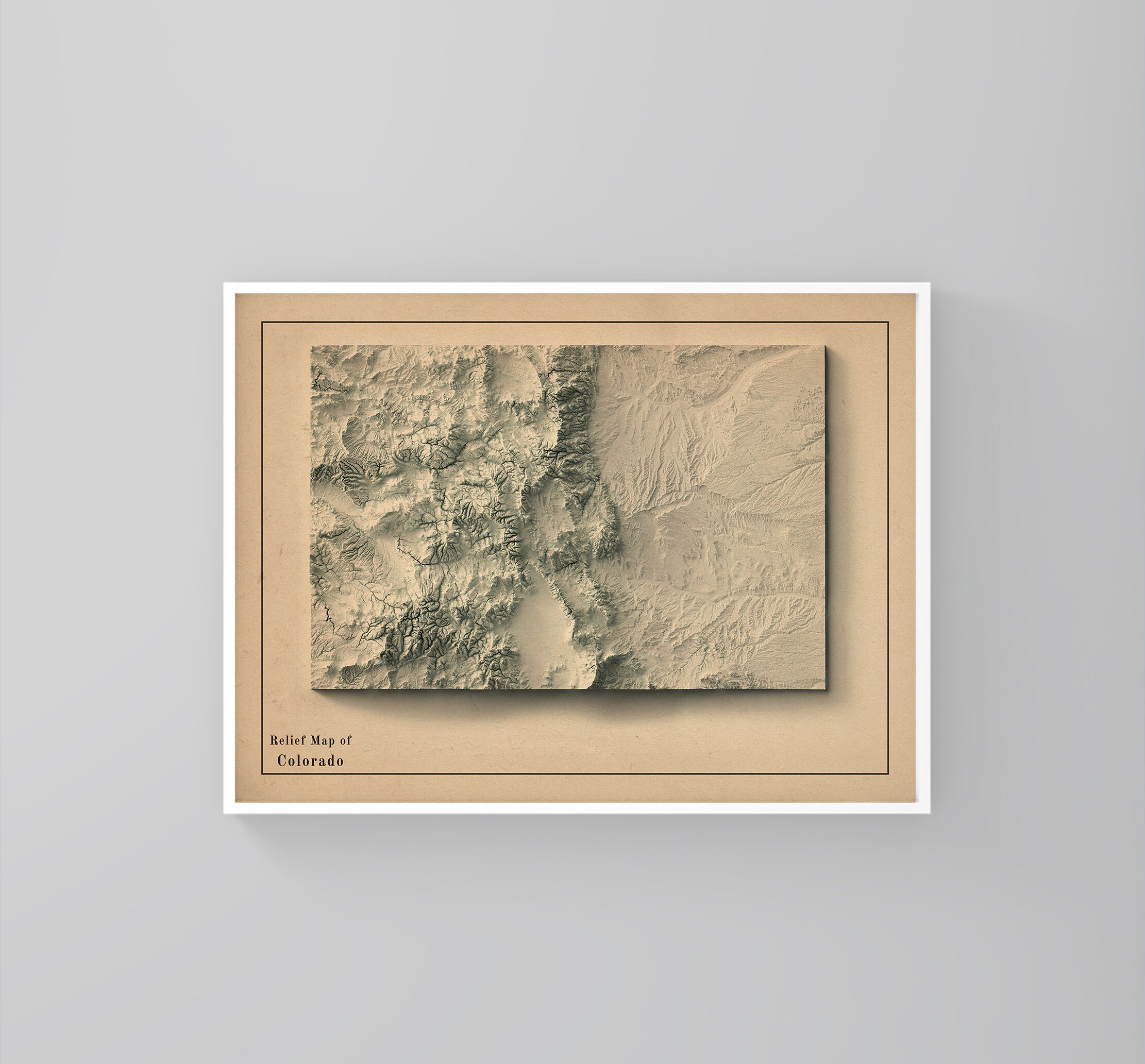 Colorado Map Colorado 2D Relief Map Colorado Framed Wall - Etsy