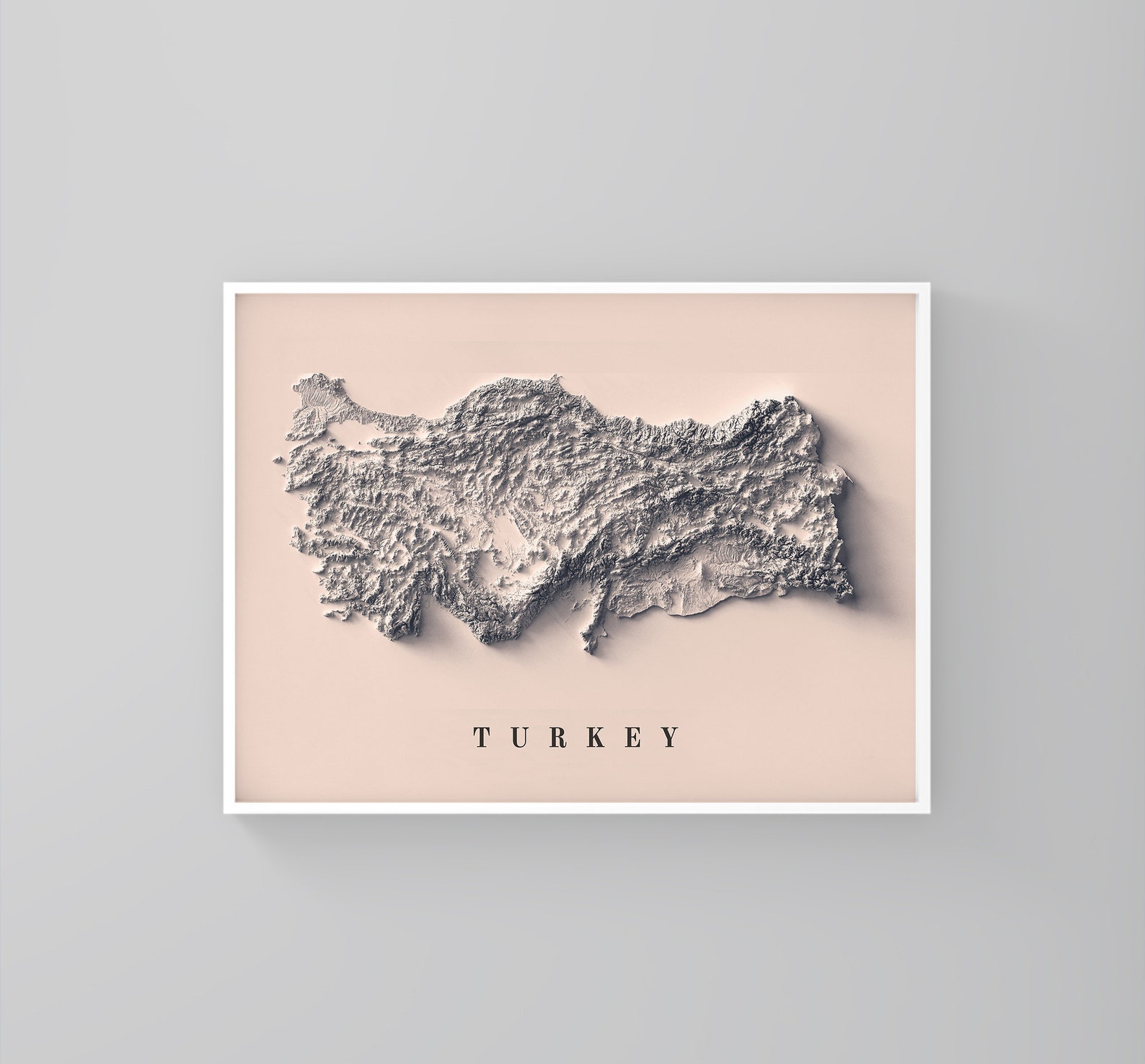 Turkey Map Turkey Shaded 2D Relief Map Turkey Vintage Map - Etsy