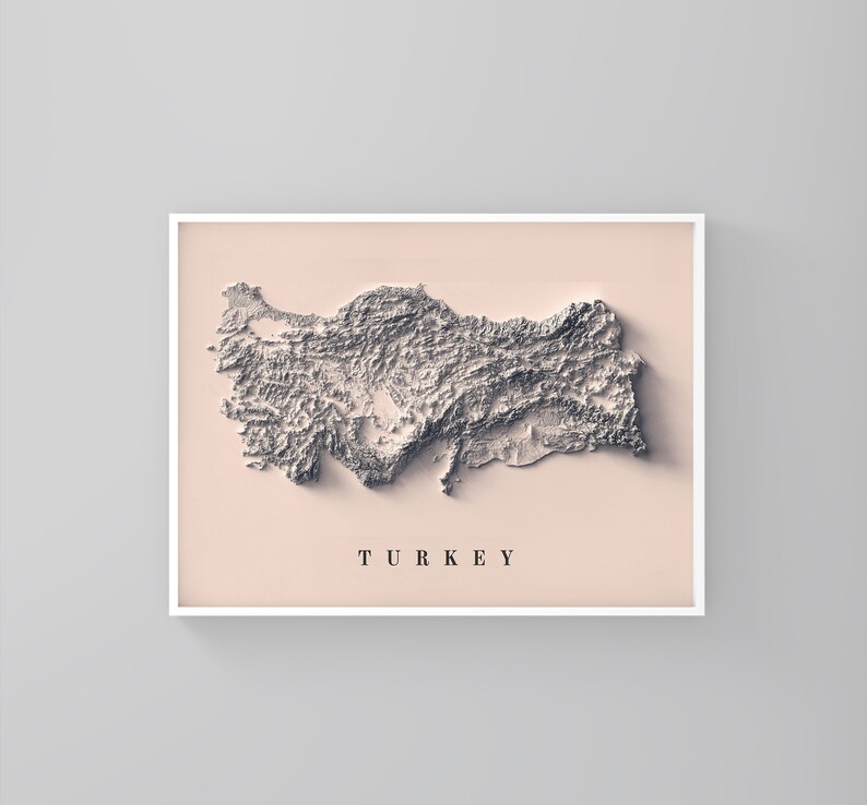 Turkey Map Turkey Shaded 2D Relief Map Turkey Vintage Map - Etsy