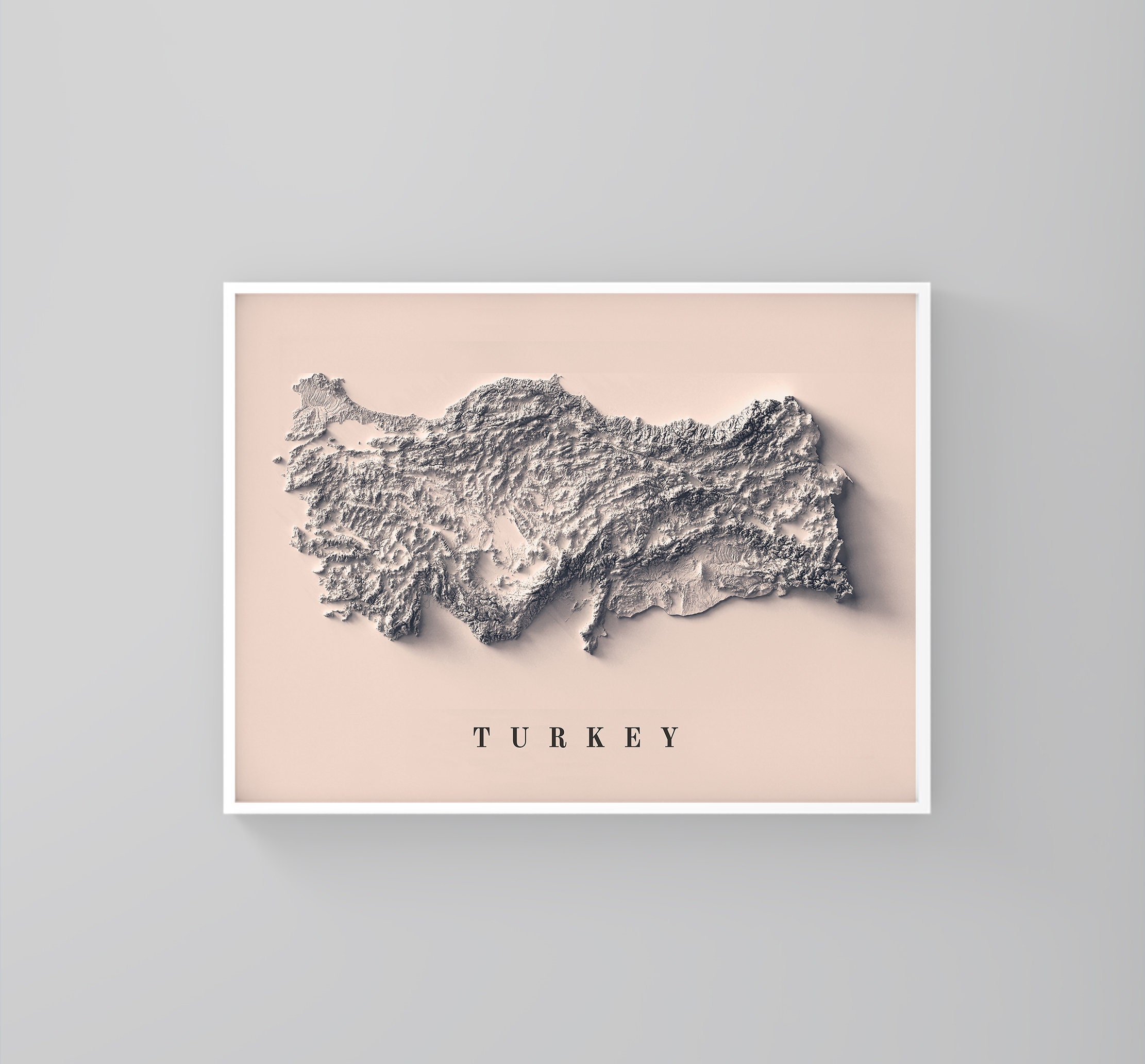 Turkey Map Turkey Shaded 2D Relief Map Turkey Vintage Map - Etsy