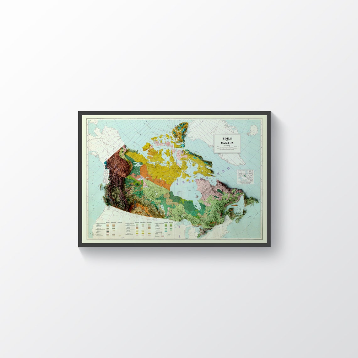 Canada Map Canada 2D Relief Map Canada Topo Map Canada - Etsy
